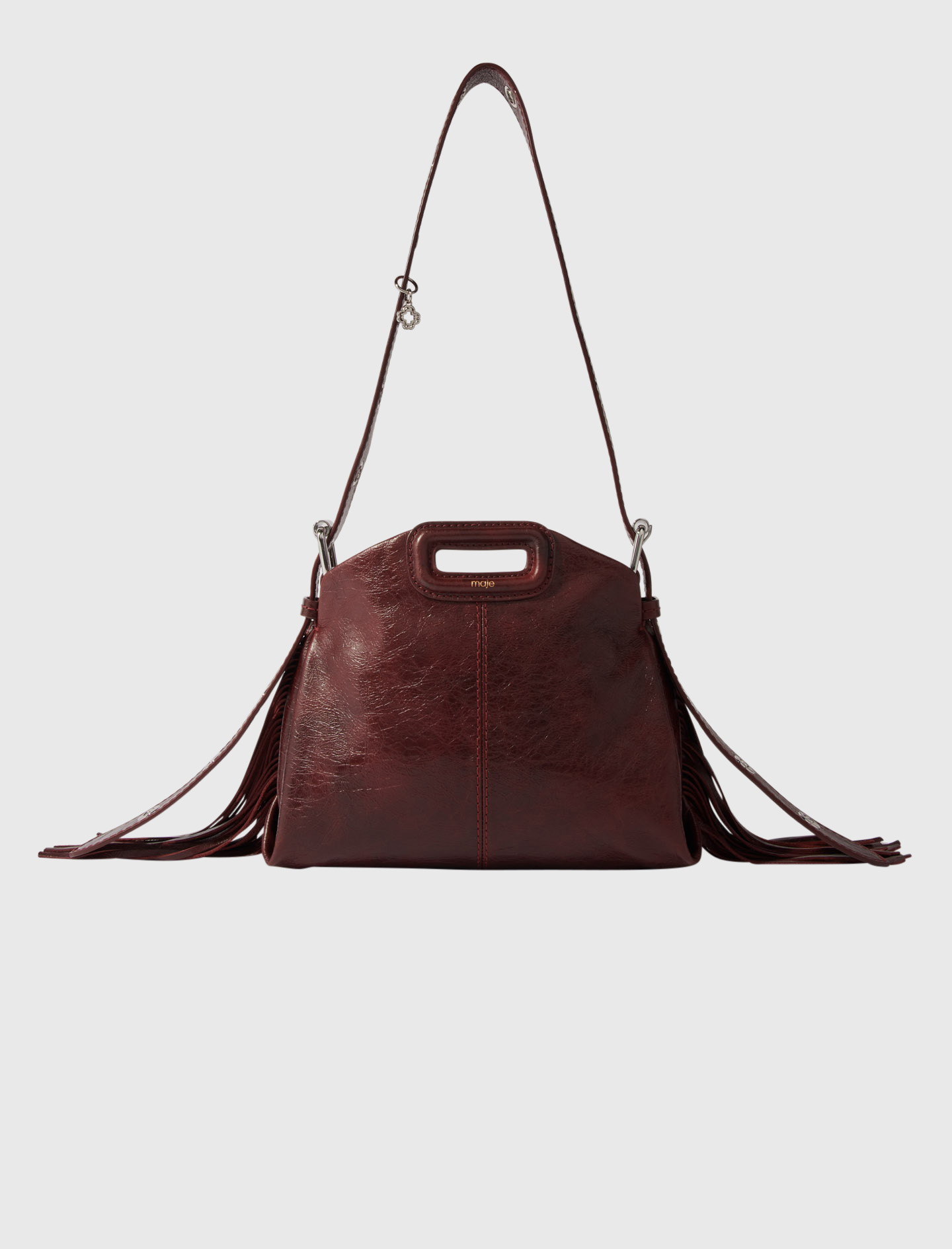 Miss M mini cracked leather bag Burgundy for Women | Maje