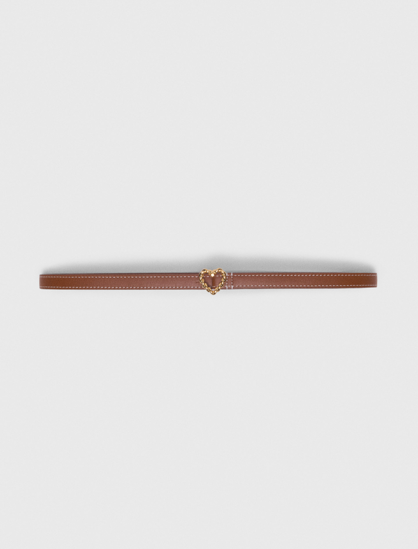 Slim leather heart belt Brown for Women | Maje