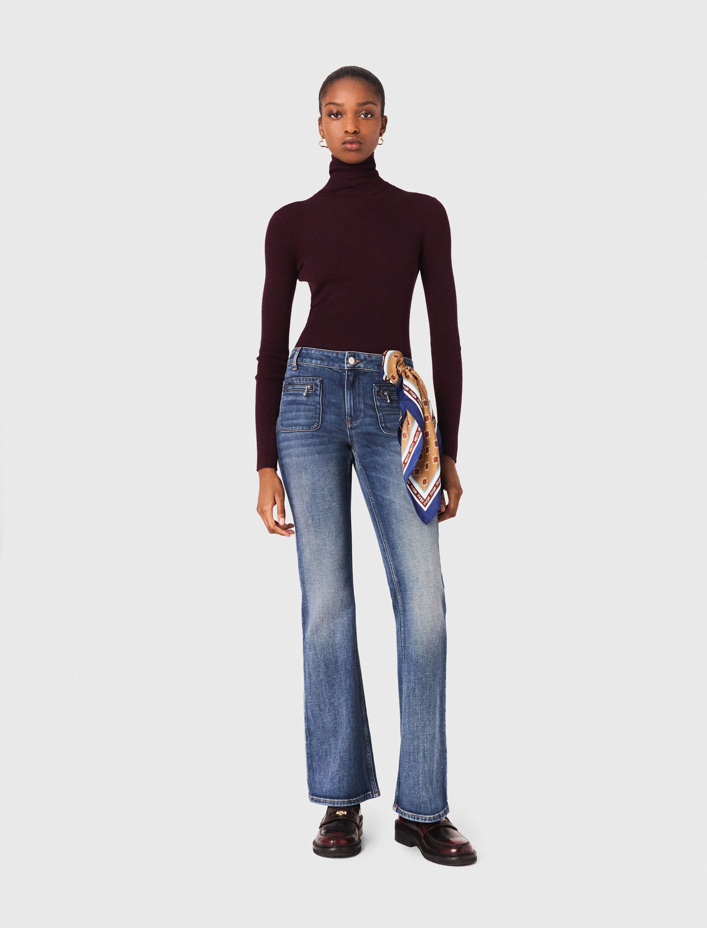 Bootcut jeans with zip pockets Blue for Women | Maje
